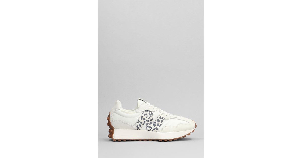 New Balance Balances 327 Animal Print Trainers in White | Lyst