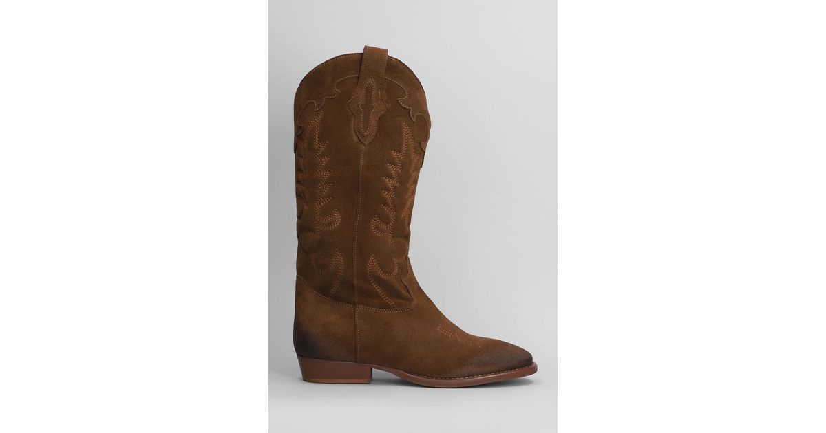 GISÉL MOIRÉ Guatemala Texan Boots In Leather Color Suede in Brown | Lyst