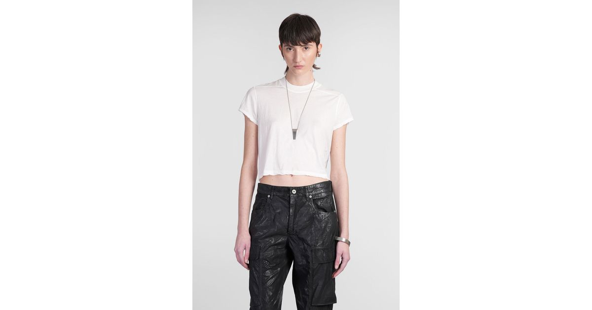 Rick Owens Cropped Small Level T-shirt In White Cotton | Lyst