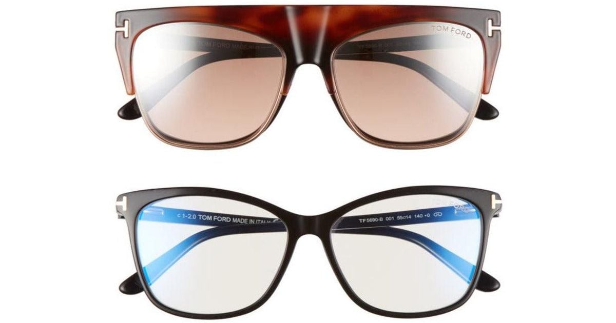Tom Ford Tf5690 B Clip On Sunglasses In Brown Lyst
