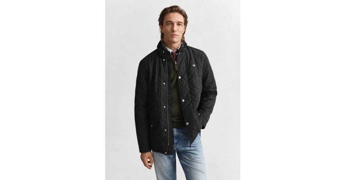 GANT Quilted Windcheater Jacket in Black for Men | Lyst UK