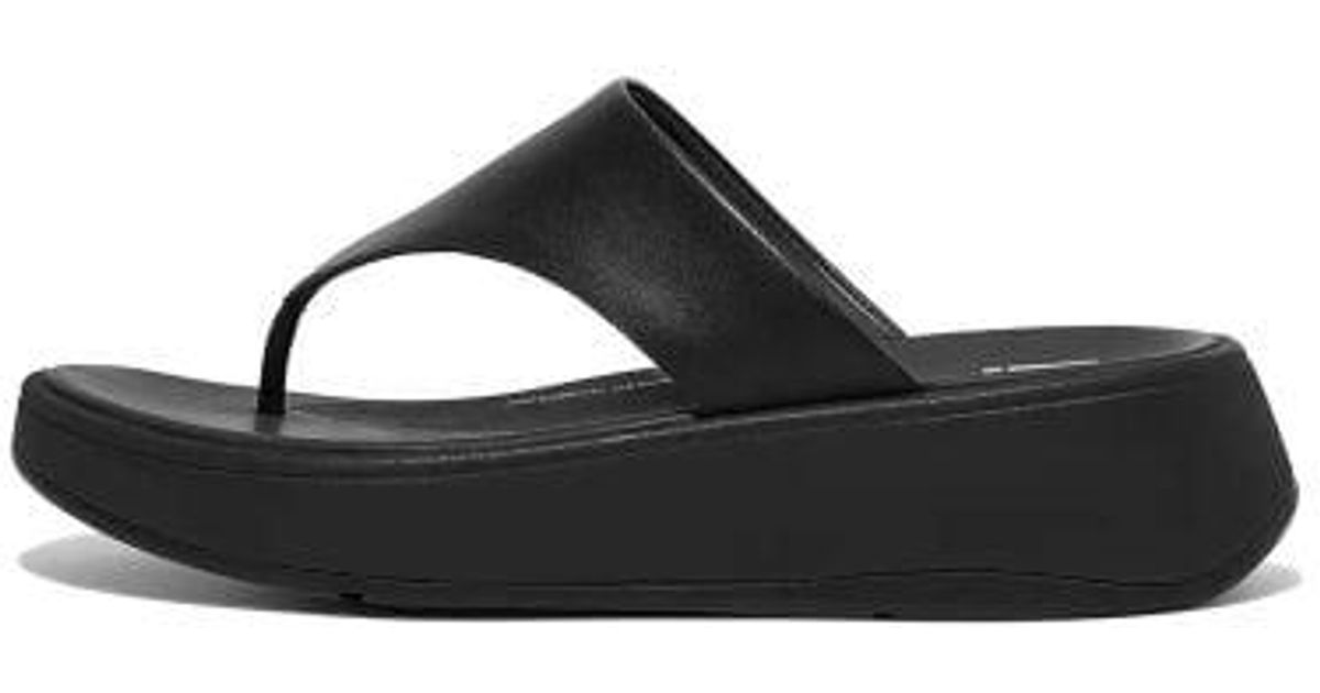 Fitflop All F-Mode Leather Flatform Toe-Post Sandal in Black | Lyst UK
