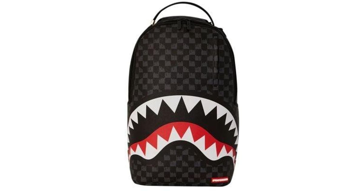 Sprayground Drip Check Shark Backpack in Black for Men | Lyst UK
