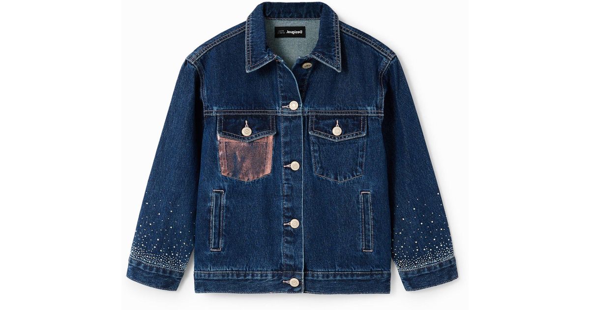 Desigual Heart Denim Trucker Jacket in Blue | Lyst UK
