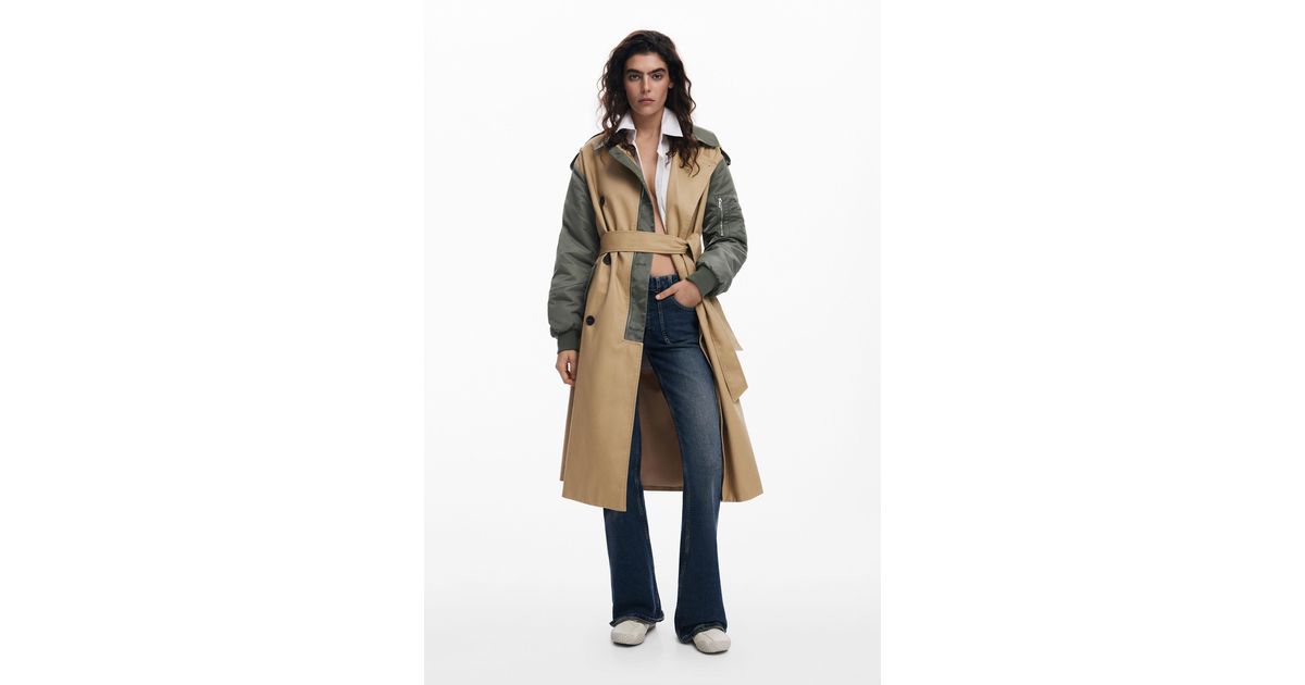 Desigual Combined Parka in Brown | Lyst