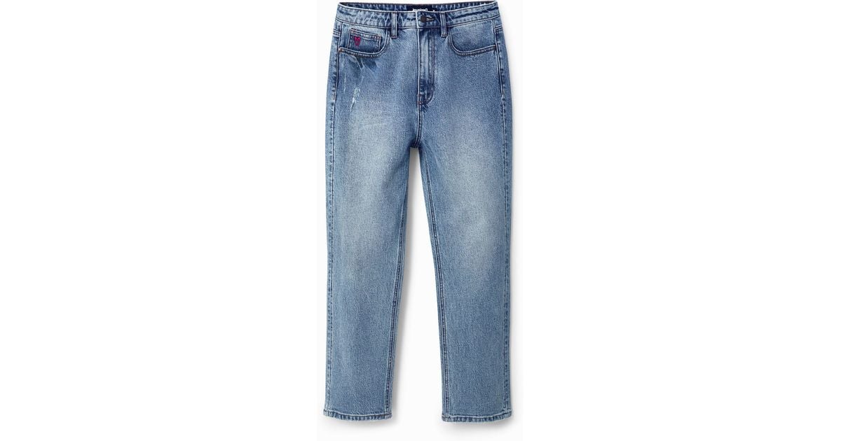 Desigual Straight Ankle Grazer Jeans, Cotton in Blue | Lyst UK
