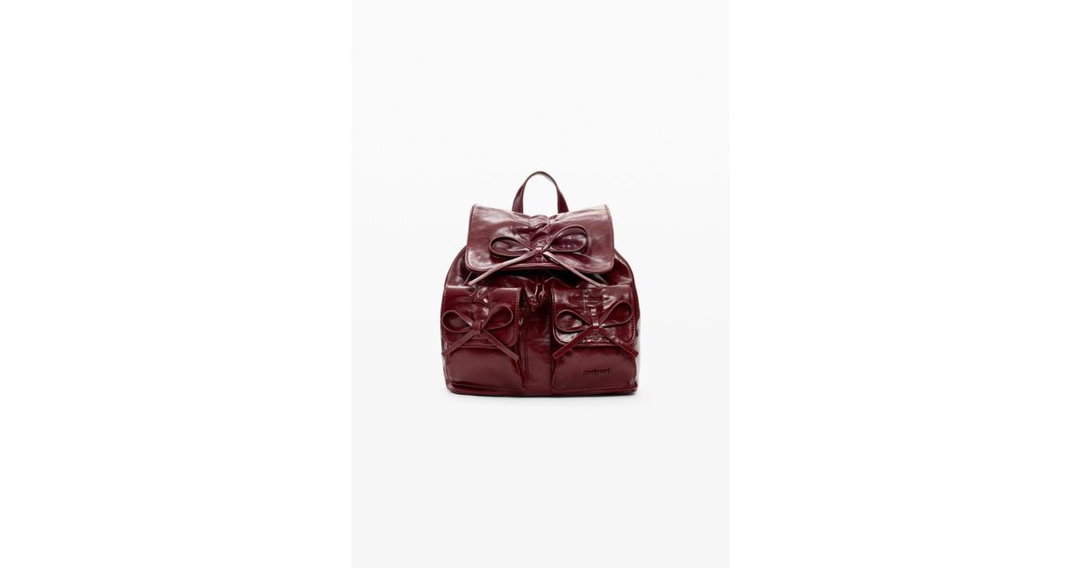 Desigual Small Shiny Backpack Bow, Polyurethane in Red | Lyst UK