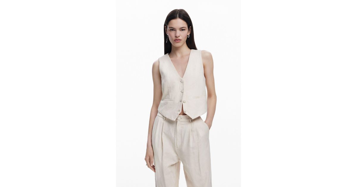 Desigual Leaf Vest in White | Lyst