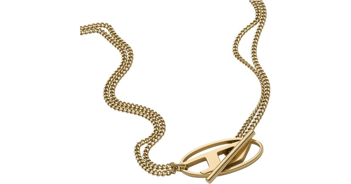 DIESEL Tone Stainless Steel Chain Necklace in Metallic | Lyst