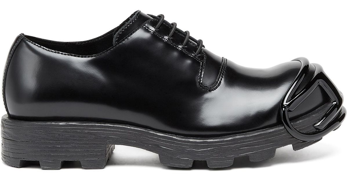 DIESEL D-Hammer-Leather Lace-Up Shoes With Oval D Toe Cap in Black for ...