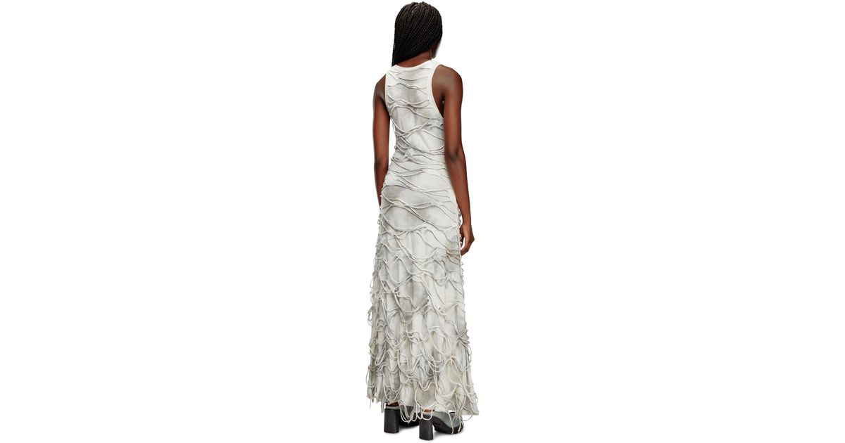 DIESEL Long Tank Dress With Floating Strands in White | Lyst