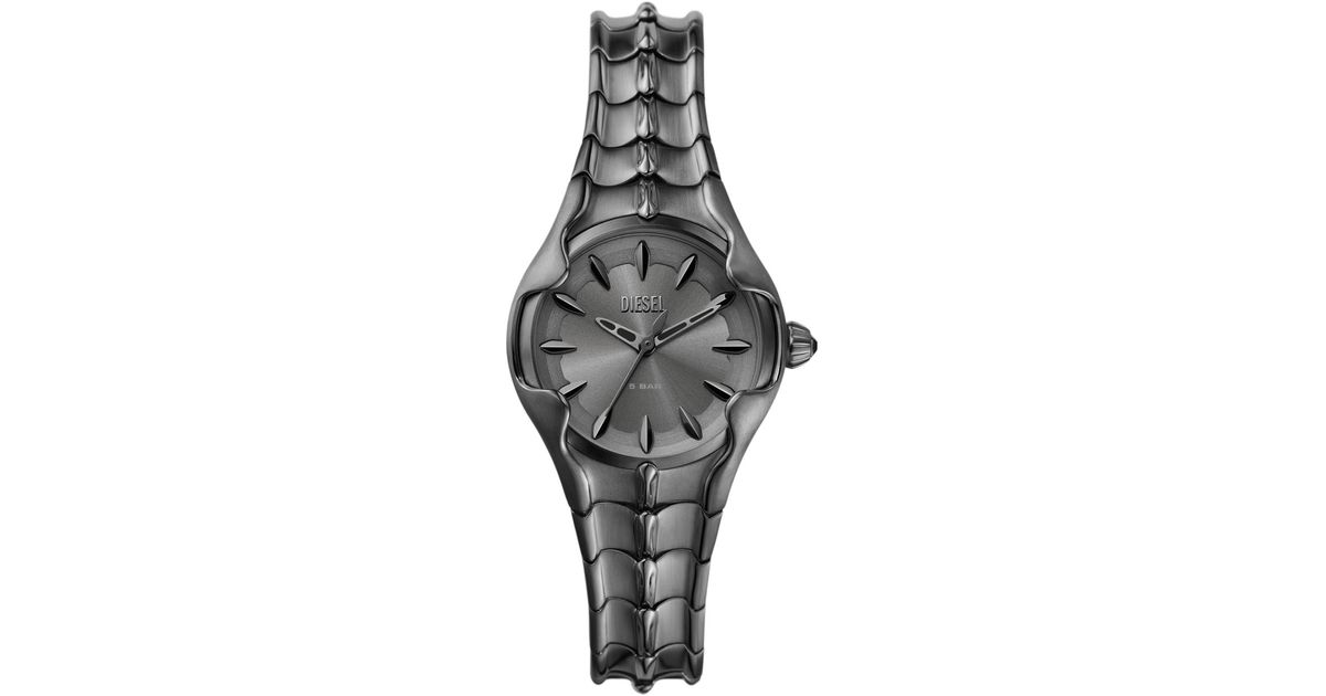 DIESEL Vert Three-Hand Gunmetal Stainless Steel Watch in Black | Lyst