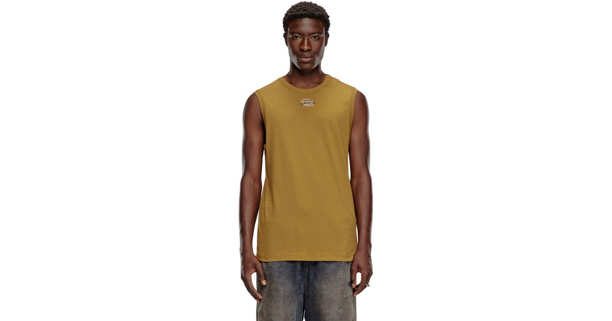 DIESEL Tank Top With Injection-Moulded Oval D in Brown for Men | Lyst