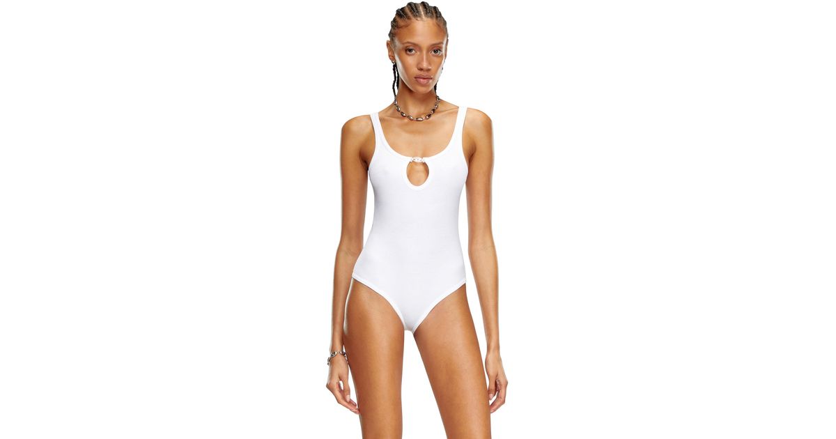 DIESEL Ribbed Bodysuit With Oval D Plaque in White | Lyst