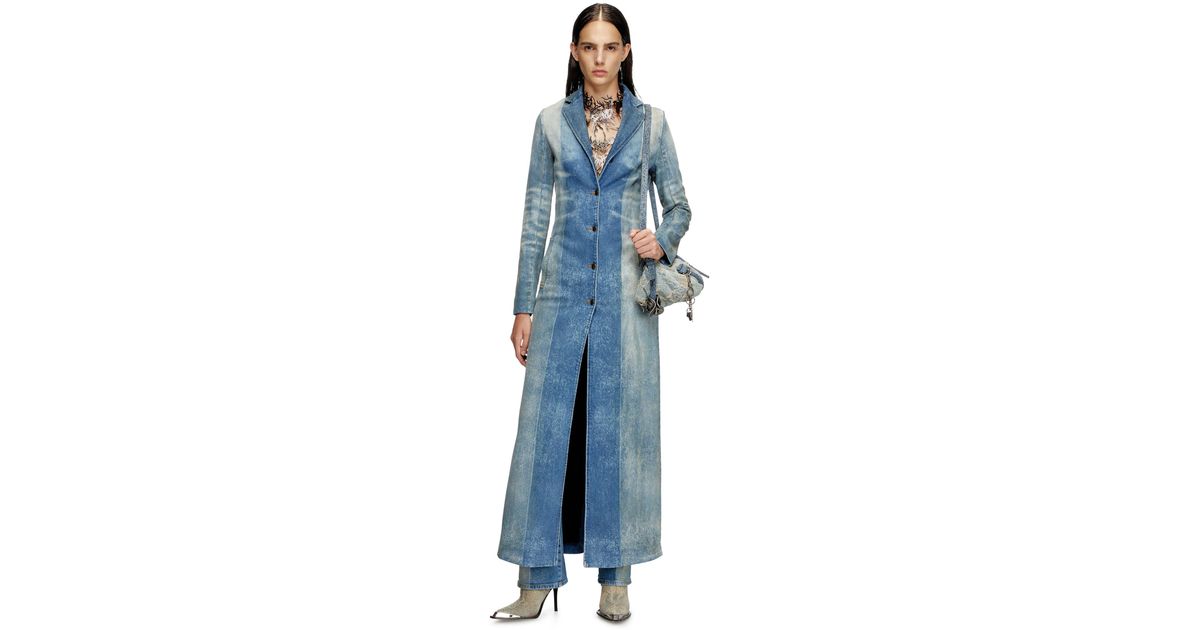 DIESEL Denim Coat With Solarised Folds in Blue | Lyst