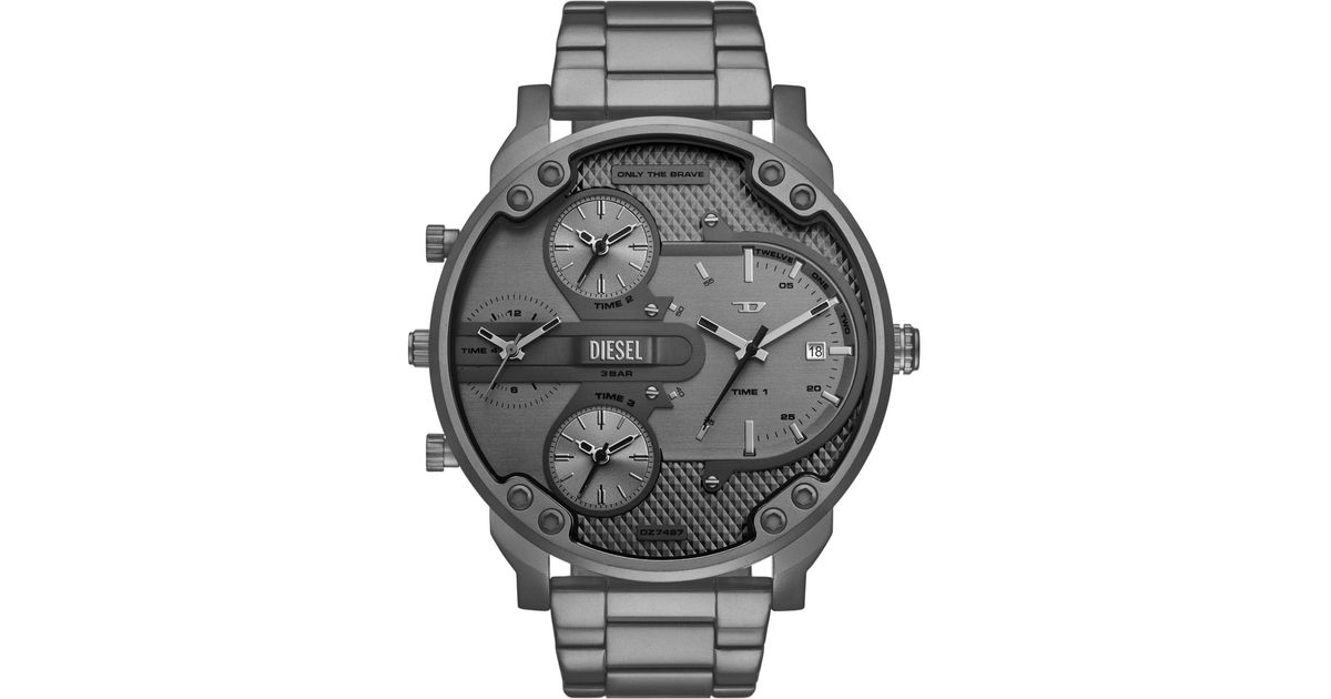 DIESEL Mr. Daddy Slim Multi Movement Stainless Steel Watch in Gray for ...