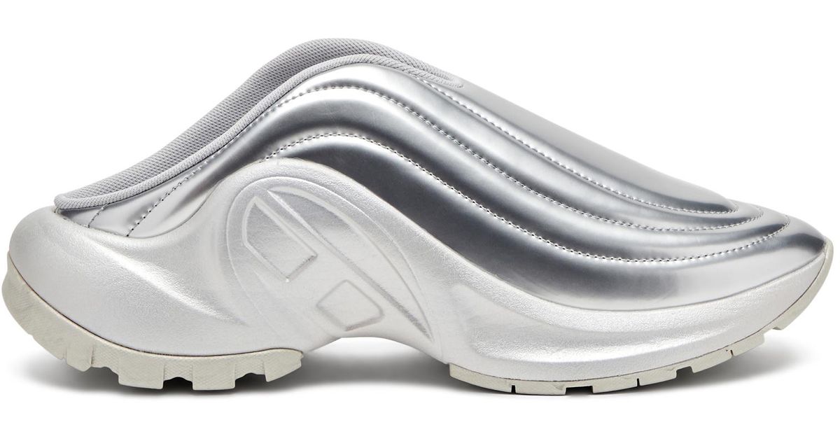DIESEL S-D-Runner-Metallic Mules in White | Lyst