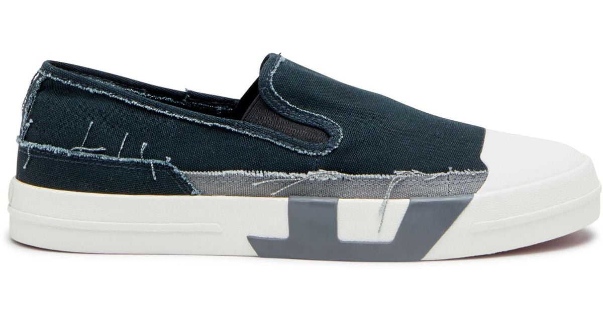 DIESEL S-d-verse-slip-on Sneakers In Frayed Canvas in Blue for Men | Lyst