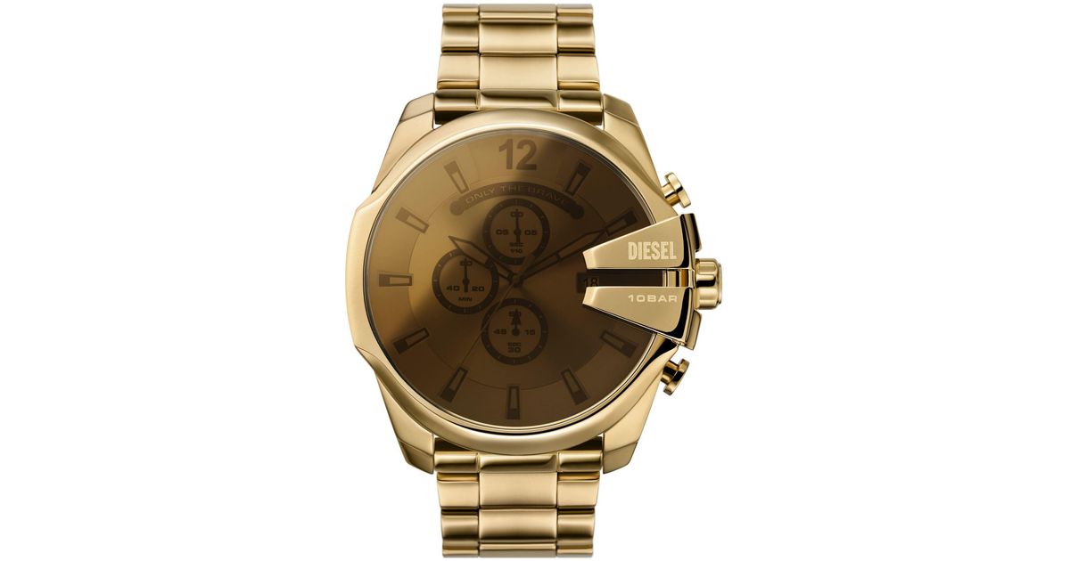 DIESEL Mega Chief Chronograph Gold-tone Stainless Steel Watch in ...