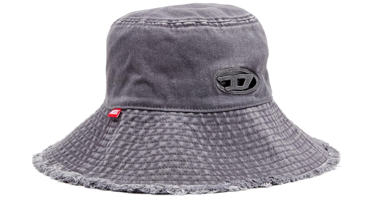 DIESEL Bucket Hat With Cut-out Embroidered Logo in Gray | Lyst