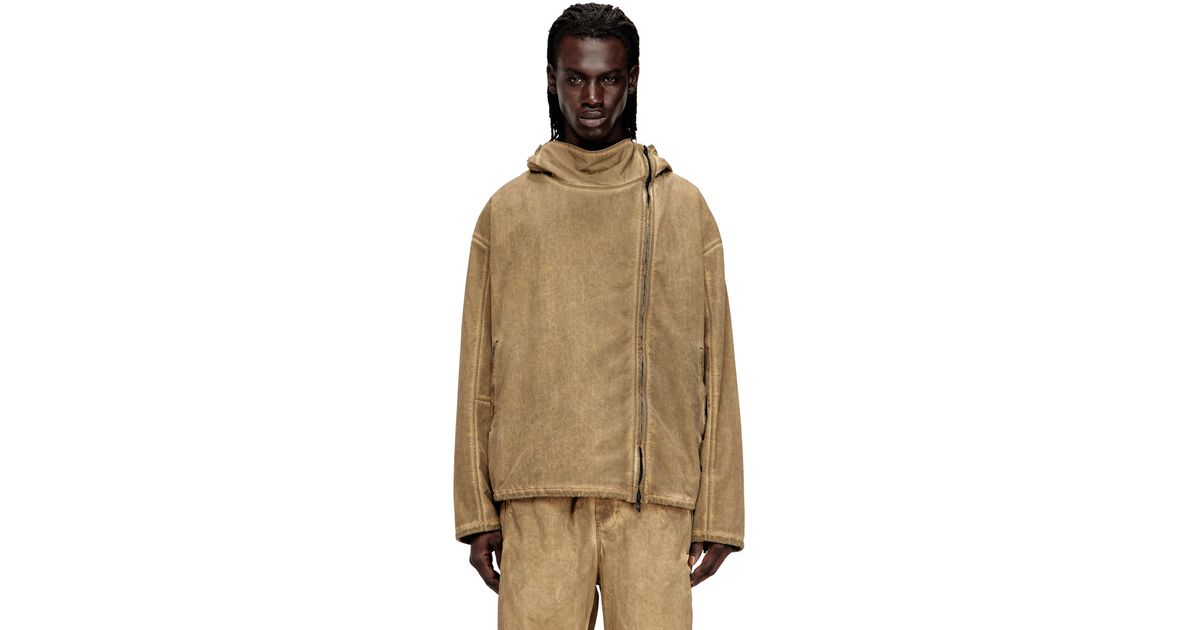 DIESEL Dirt-Effect Hooded Jacket in Natural for Men | Lyst UK