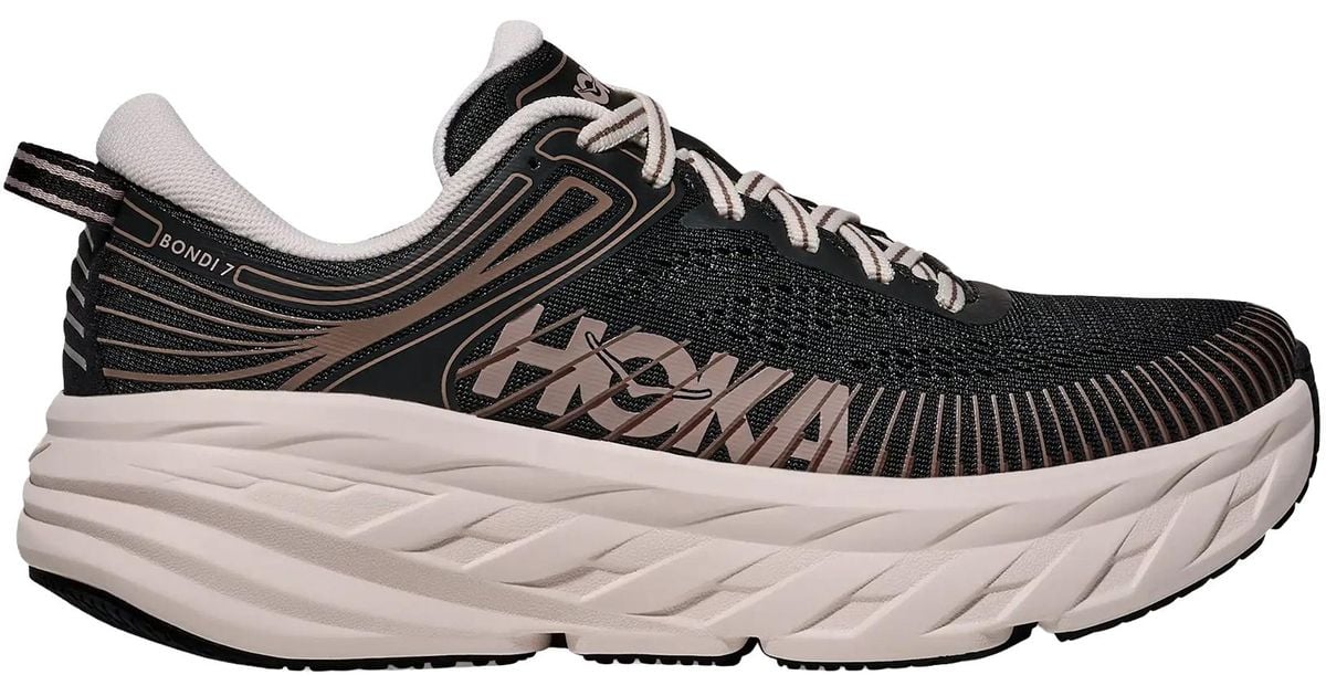 Hoka One One Rose Cream Bondi 7 Sneakers in Black | Lyst UK