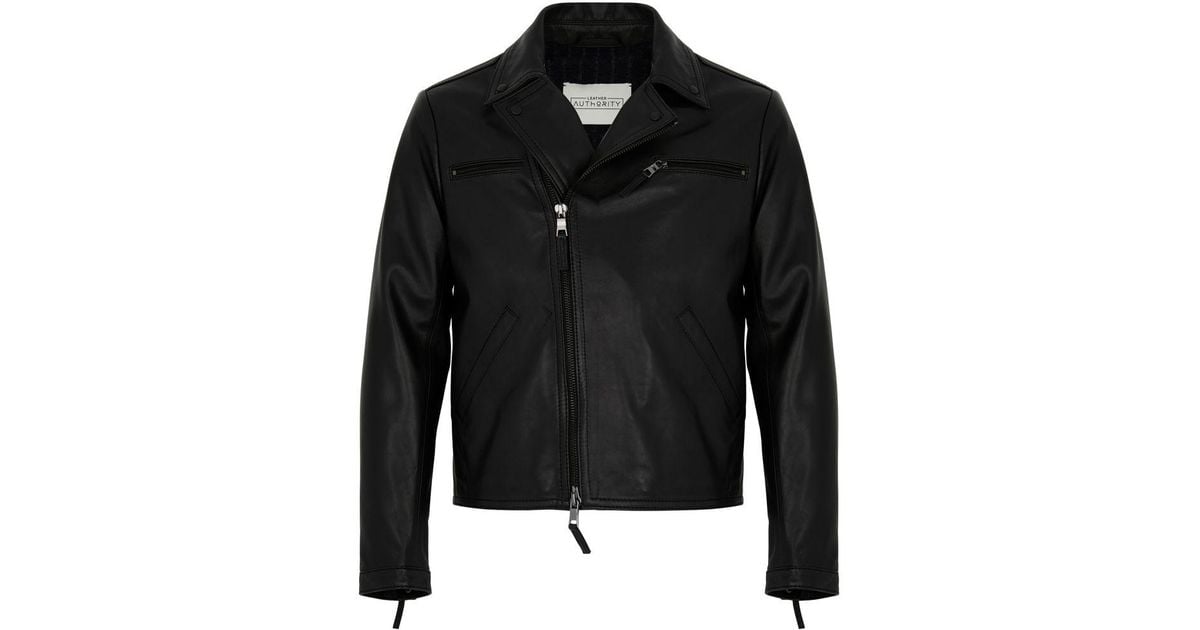 Leather Authority Mave Plon Leather Jacket With Zip in Black for Men | Lyst