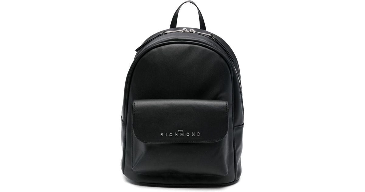 John Richmond Faux Leather Backpack With Logo in Black | Lyst