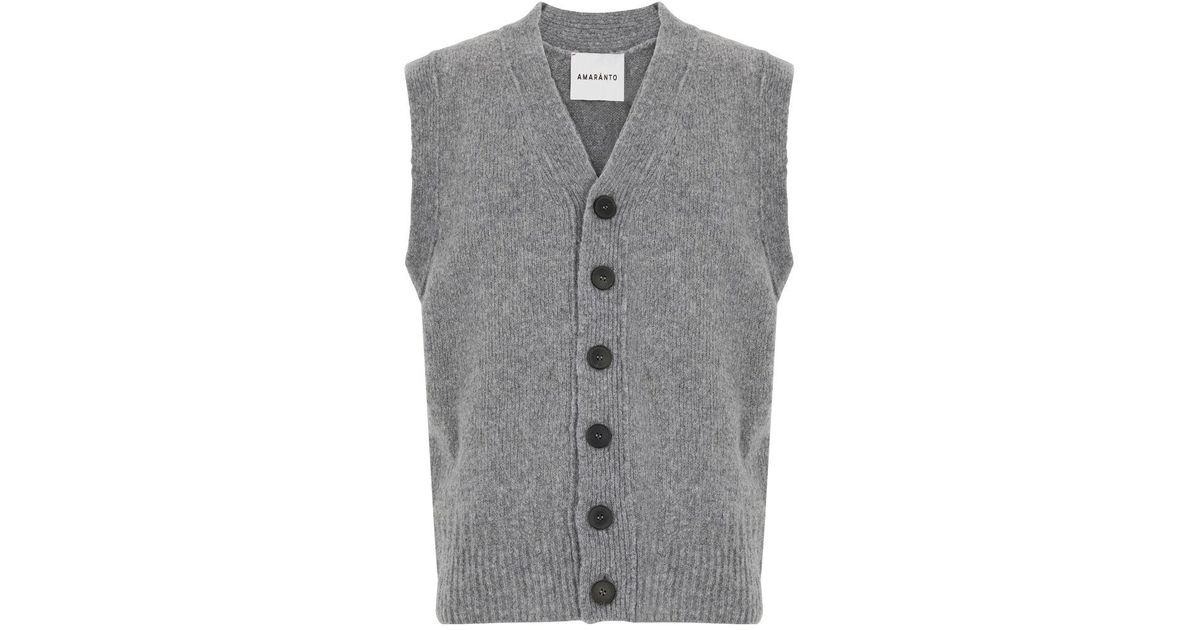 Amaranto Wool And Cashmere Vest With Buttons in Gray for Men | Lyst