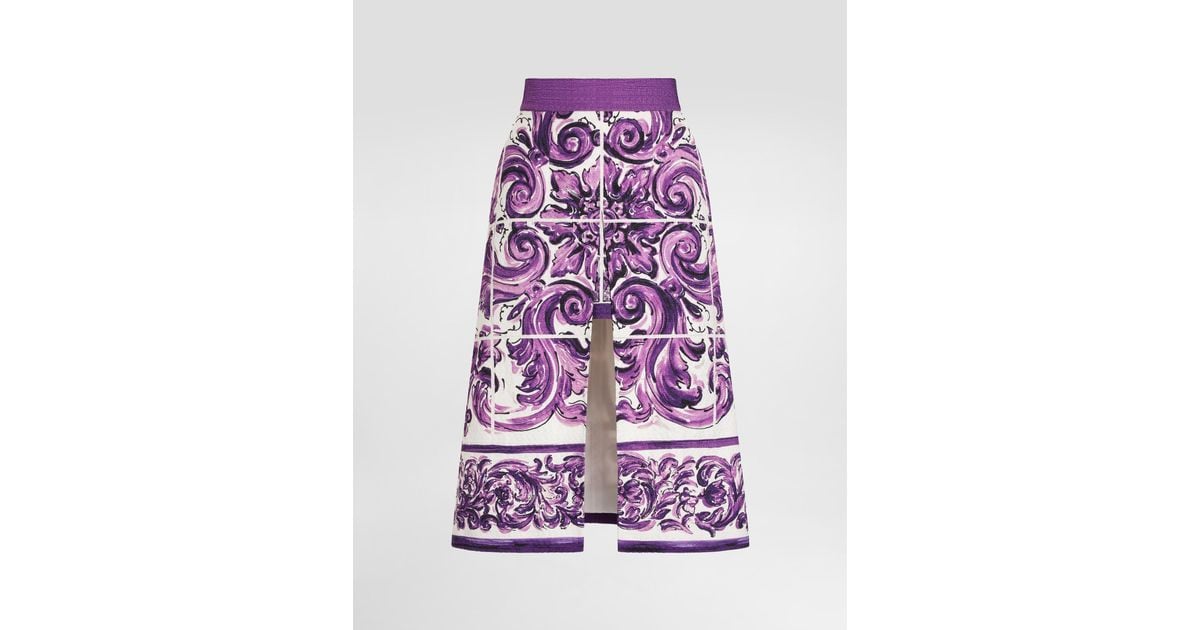 Dolce & Gabbana Majolica-Print Skirt in Purple | Lyst
