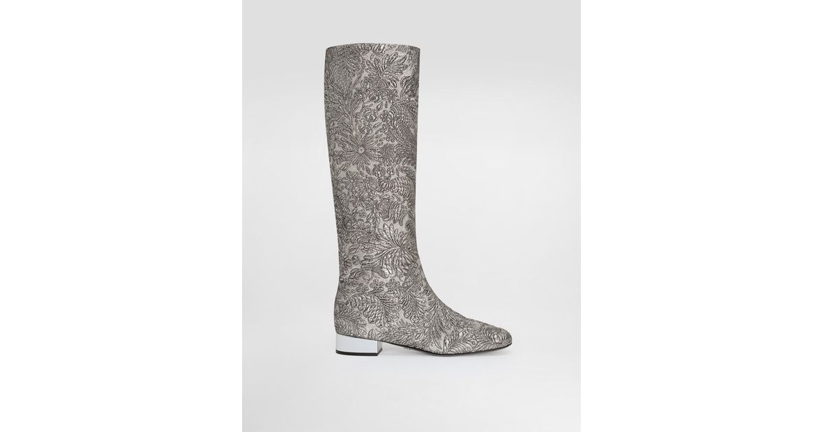 Dolce & Gabbana Brocade Boots in Grey | Lyst UK