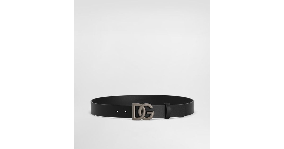 Dolce & Gabbana Leather Belt With Dg Logo in White for Men | Lyst UK