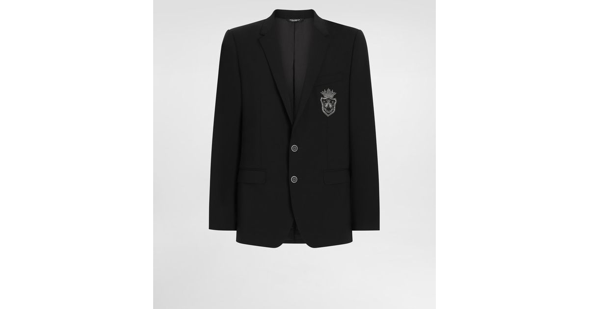 Dolce & Gabbana Single-Breasted Wool Martini-Fit Suit With Heraldic Emblem in Black for Men | Lyst