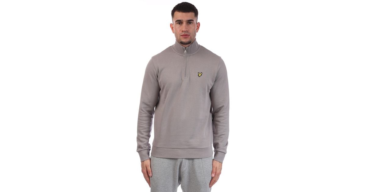 Lyle & Scott Loopback Quarter Zip Sweatshirt (Light) Cotton in Grey for ...