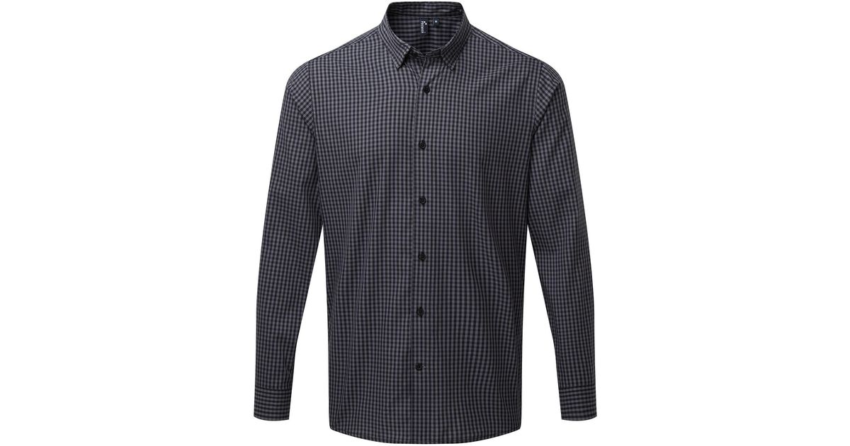 PREMIER Maxton Checked Long-Sleeved Shirt (Steel/ in Blue for Men | Lyst UK