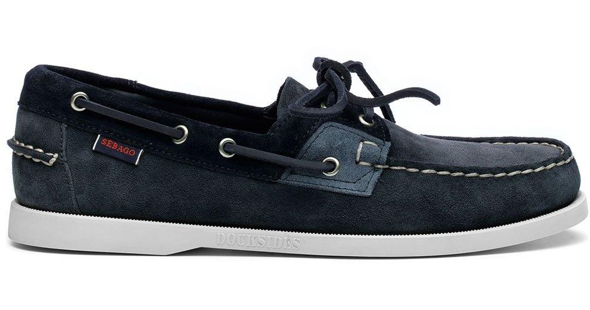 Sebago Docksides Rossisland Jib Shadow Boat Shoes in Blue for Men | Lyst