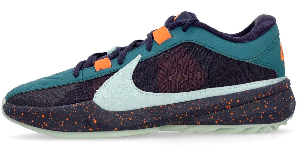 Nike Basketball Shoe Zoom Freak 5 Geode/ Ink/Total/Jade Ice in Blue for ...