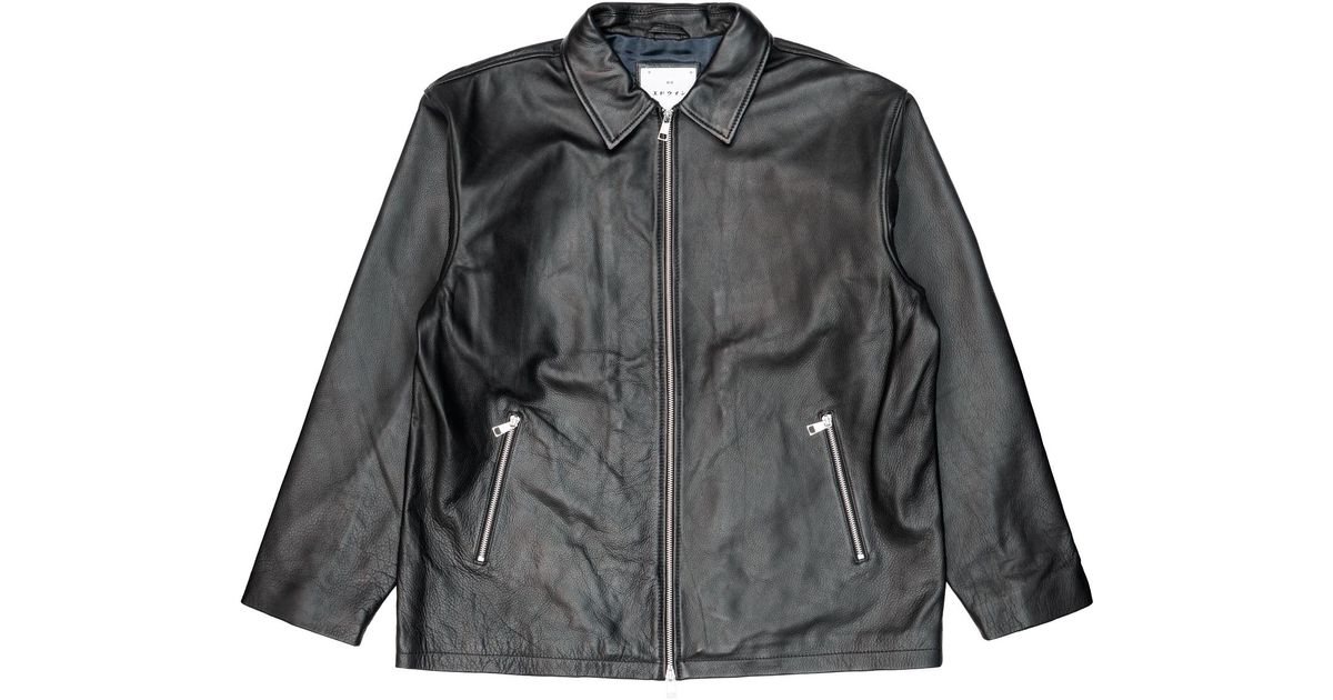Edwin Leather Jacket Fix in Black for Men | Lyst
