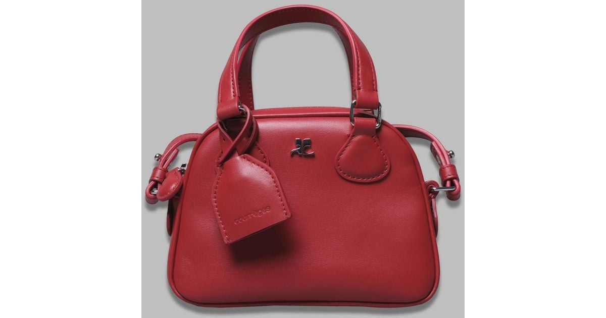 Courreges Ac Stud Mini Bowling Bag in Red | Lyst