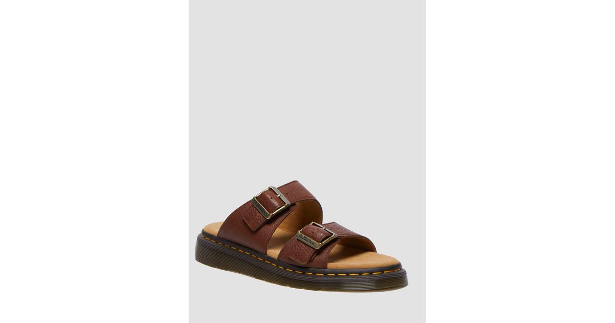 Dr. Martens Suede Josef Ambassador Soft Leather Slides in Brown for Men ...