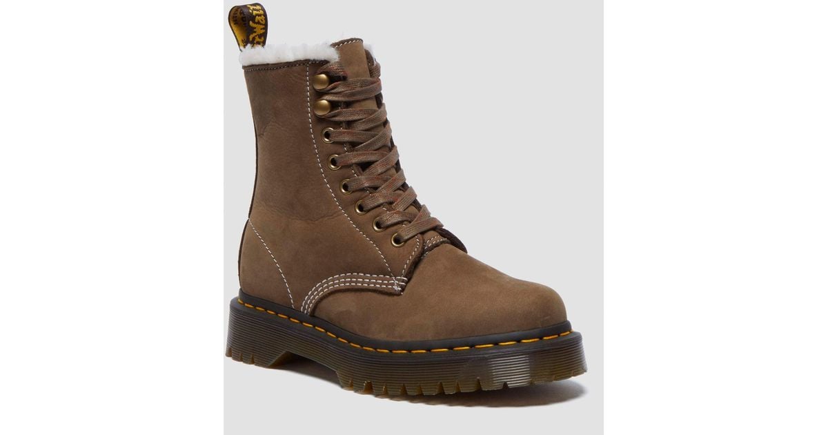 Dr. Martens 1460 Bex Fur Lined Lace Up Boots in Brown | Lyst