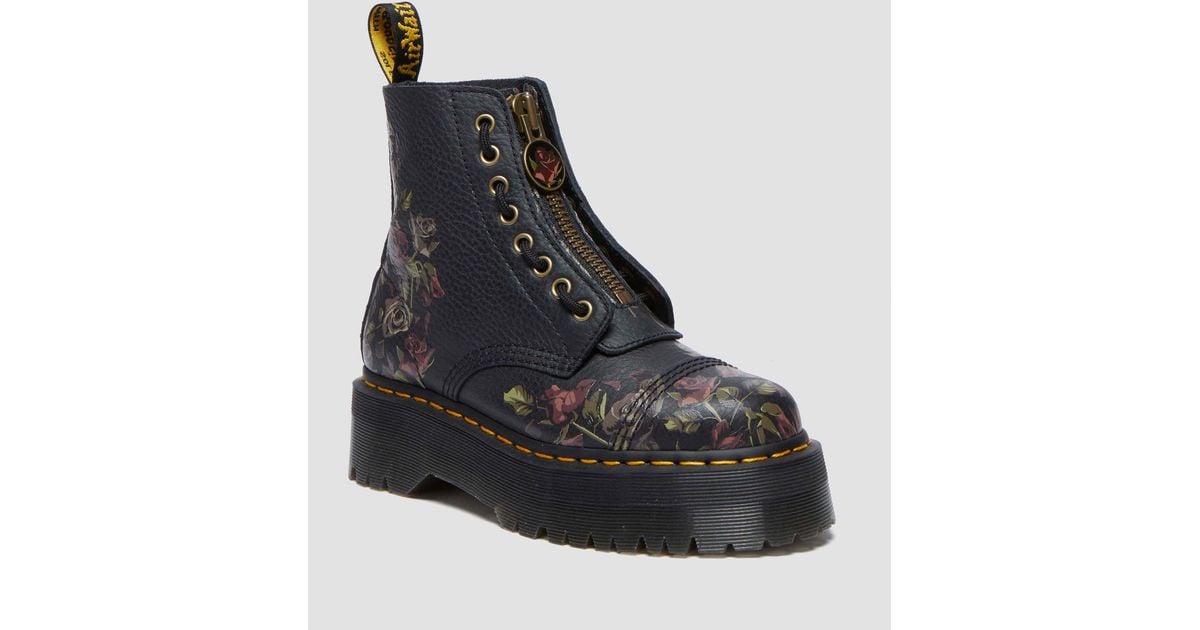 Dr. Martens Sinclair Decayed Roses Tumbled Nappa Leather Boots in Black ...