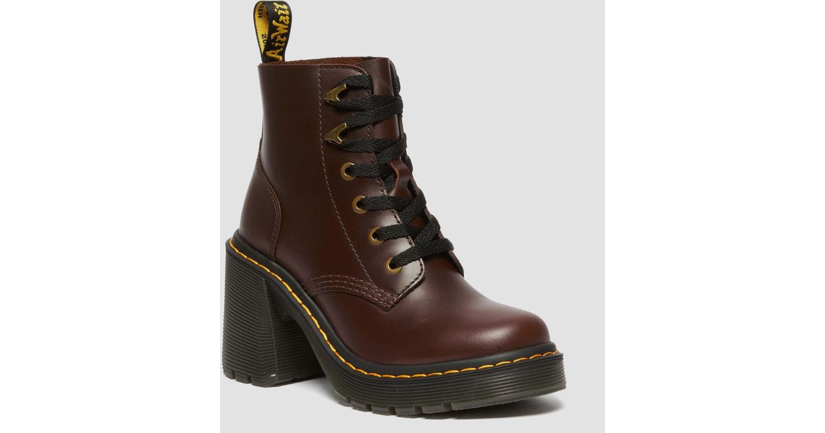 Dr. Martens Jesy Leather Flared Heel Boots in Brown for Men | Lyst
