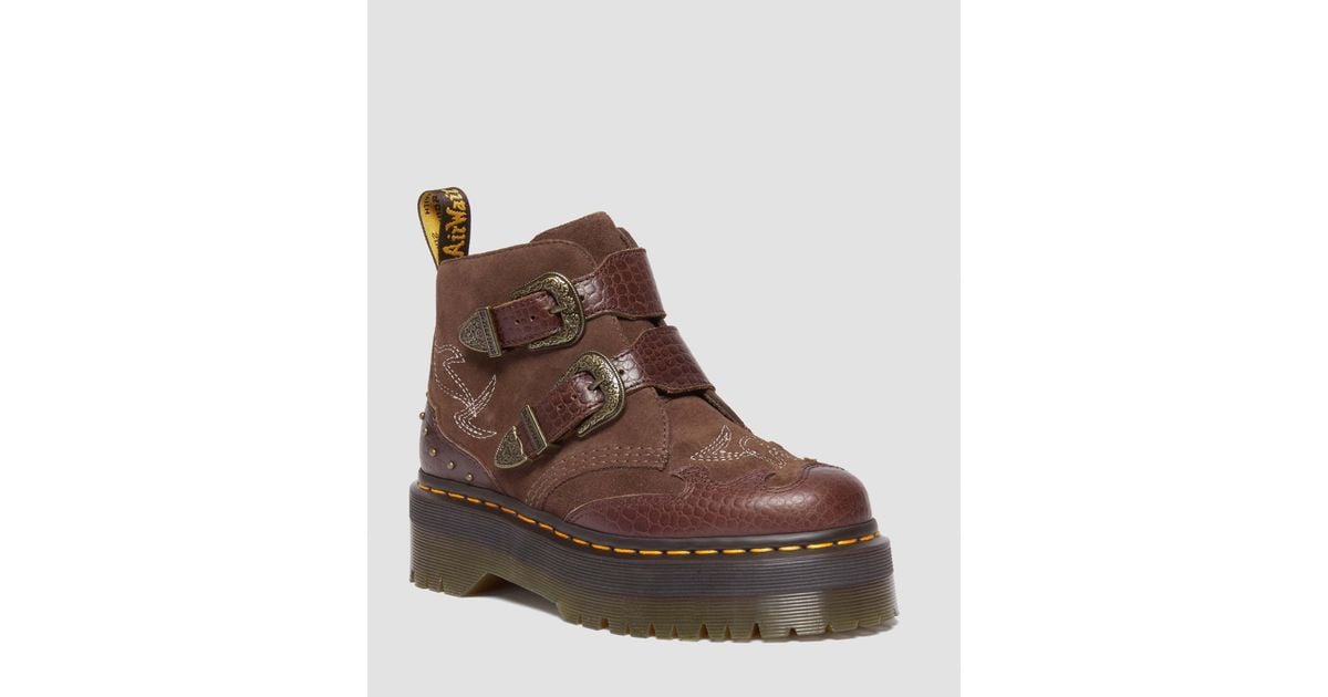 Suède boots plateformes devon gothic americana Dr. Martens en coloris ...