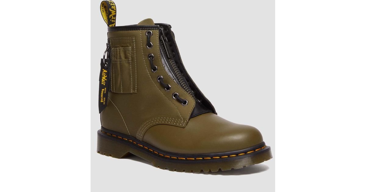 Dr. Martens 1460 Ben Alpha Industries Leather & Nylon Boots in Green ...