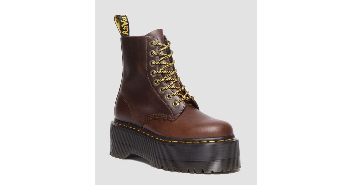 Dr. Martens 1460 Pascal Max Leather Platform Boots in Brown | Lyst