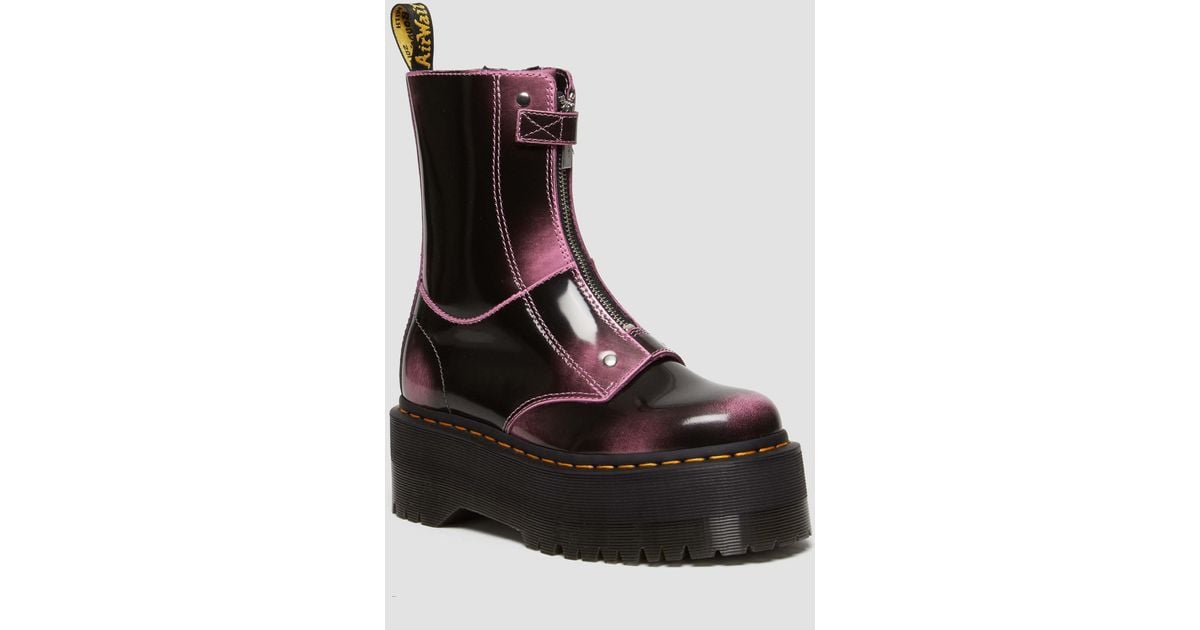 Dr. Martens Jetta Hi Max Distressed Leather Platform Boots in Black | Lyst