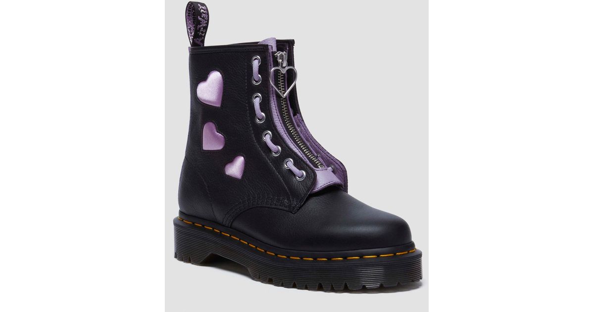 Dr. Martens 1460 Zip Heart Virginia Satin Lux Lace Up Boots Dr. Martens 1460 Zip Heart Virginia Satin Lux Lace Up Boots