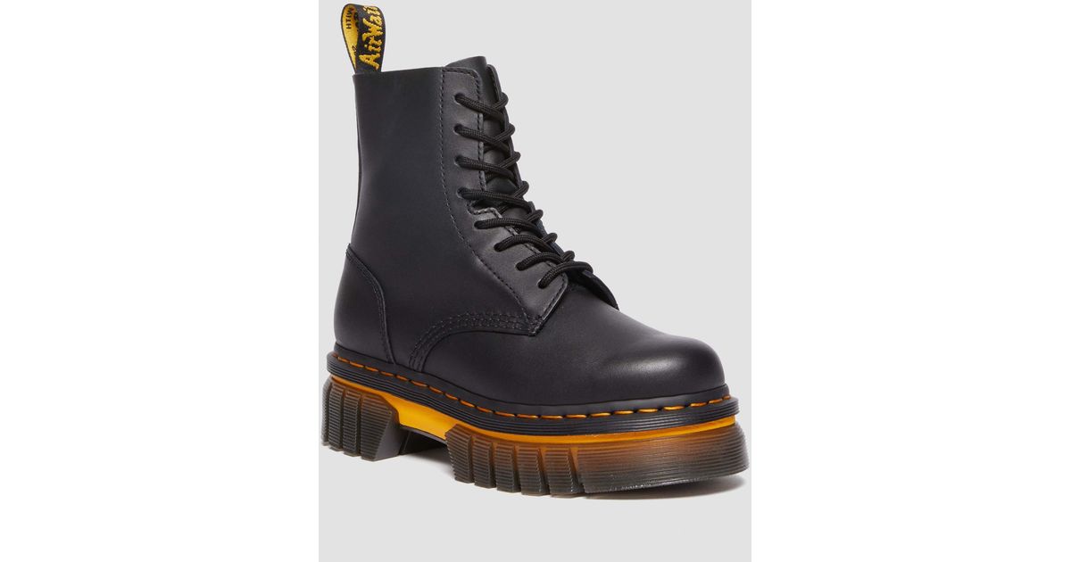 Dr Martens Audrick Contrast Sole Leather Platform Ankle Boots In Black Lyst