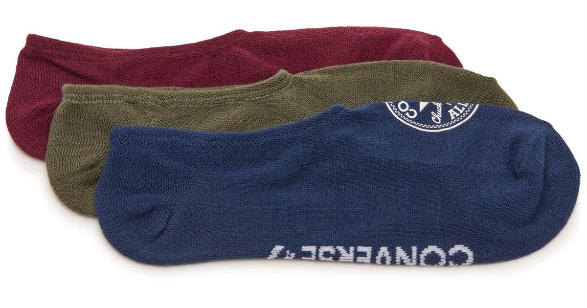 Converse Chucks Patch No Show Socks 3 Pack in Blue for Men | Lyst